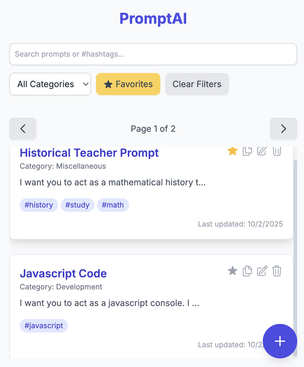 PromptAI - Your Personal Prompt Library & Prompt Bank for AI